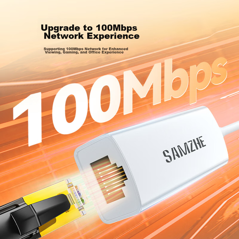 SAMZHE USB Wired Network Adapter to RJ45 Ethernet Converter, Network Cable Adapter, 100Mbps Driver-Free, Compatible with Apple And Huawei Laptops, External Network Port Expansion Dock, ARY03 White