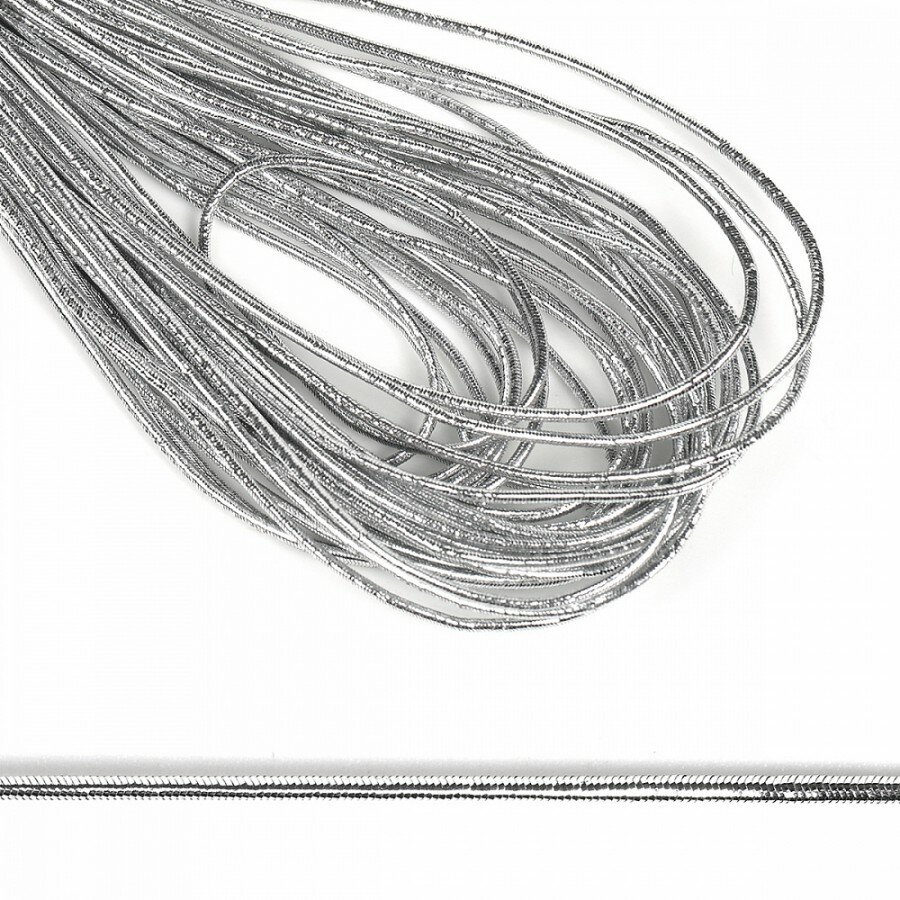 Резинка TBY шляпная (шнур круглый) цв. серебро 1.0мм рул.10м (+-0,5м)