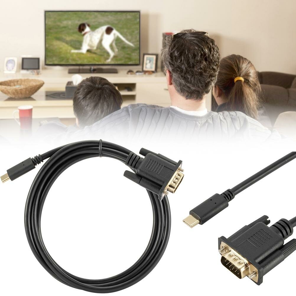 1,8 М 1080P Кабель USB C-VGA Портативный Конвертер Типа Адаптера