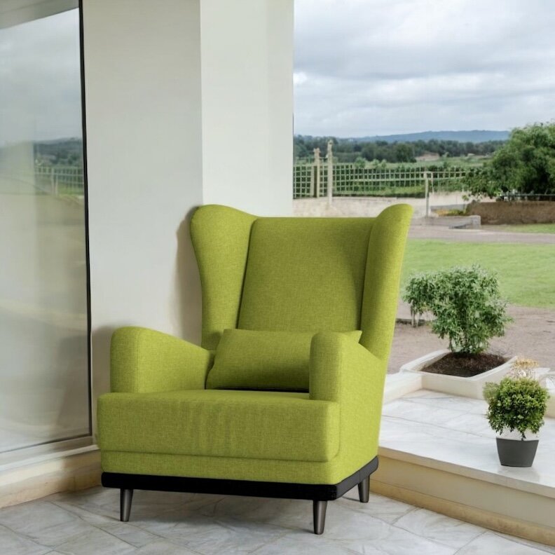 Кресло Оскар Drin Green для дома/офиса, Ткань: рогожка, Мягкие подлокотники