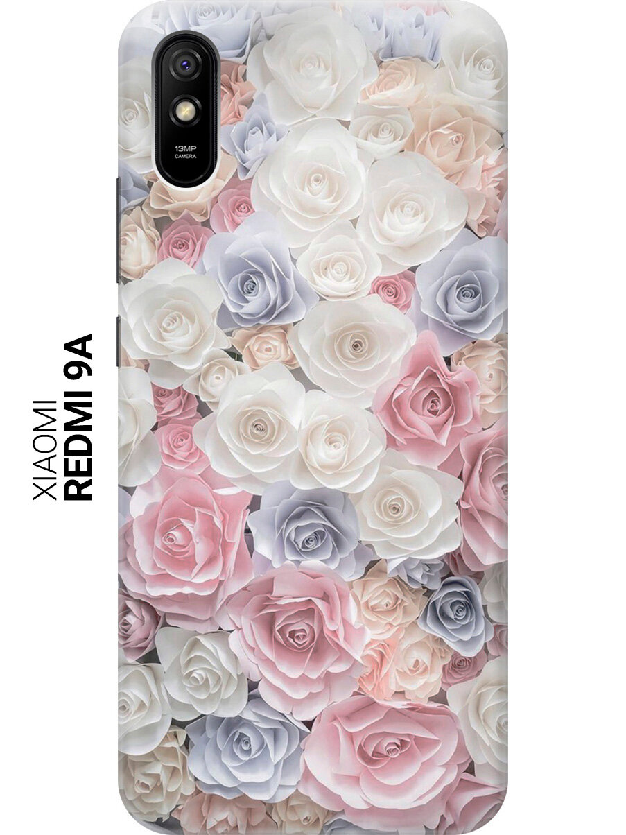 Силиконовый чехол на Xiaomi Redmi 9A, Сяоми Редми 9А с принтом "Пастельные розы"