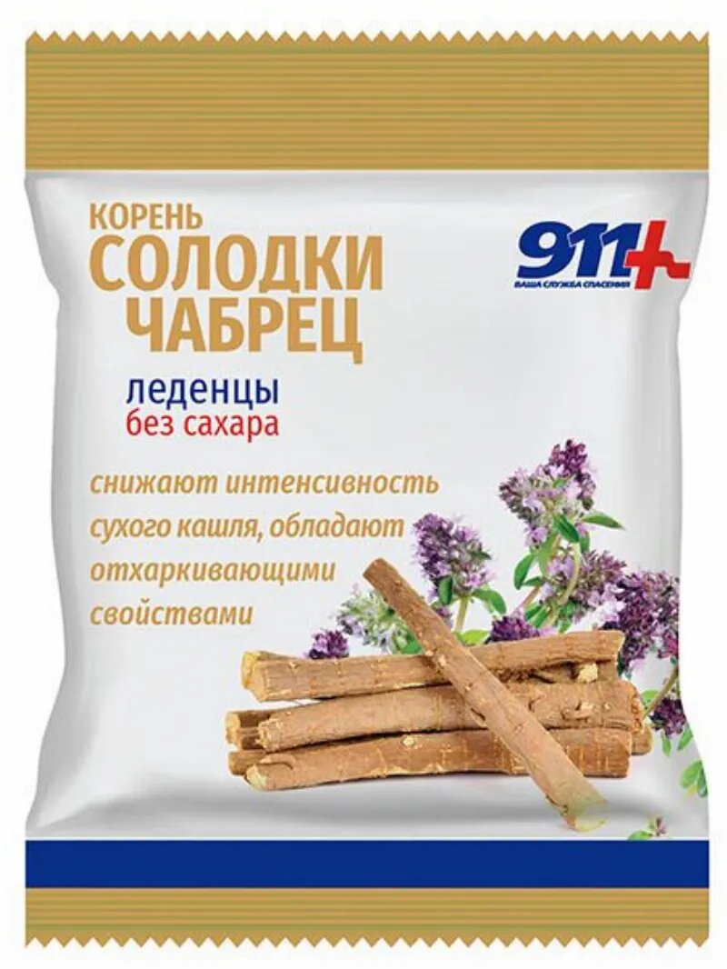 Леденцы, без сахара Твинс Тэк "911", с витамином C, корень солодки, чабрец, 50 г