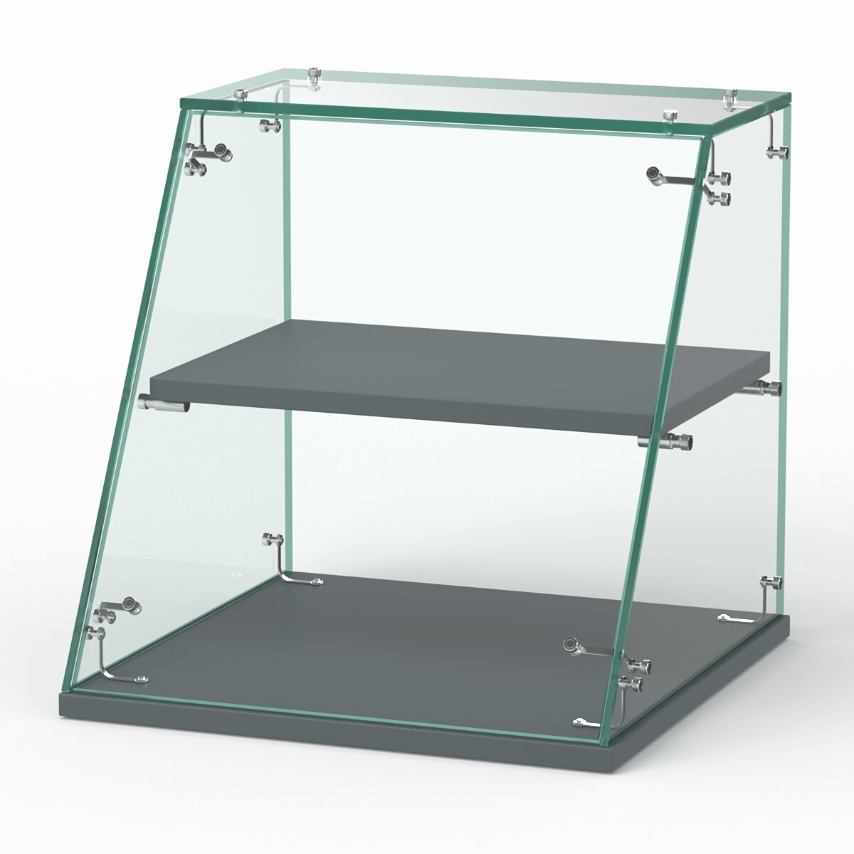 Витрина "сладость" №15КА-О-П для выпечки настольная с прямыми полками без дверки пдсп, Темно-Серый