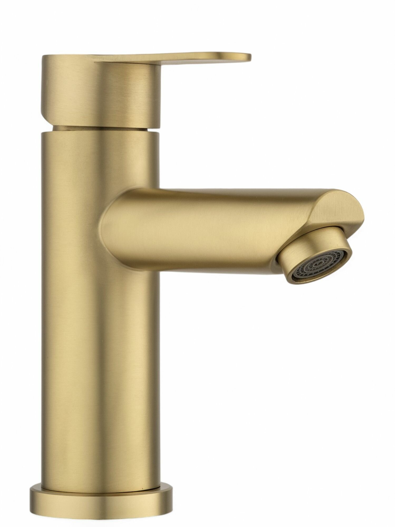 Смеситель для умывальника с литым круглым изливом 10 см, античная бронза