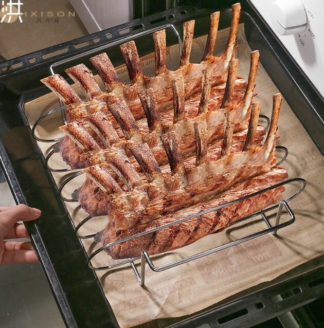 Решетка для гриля и барбекю, подставка для стейков, рёбрышек, курицы (31,5*26 см)