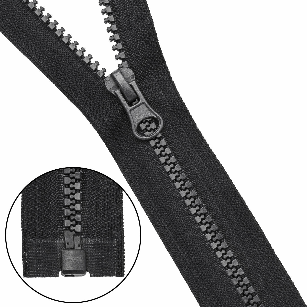 Молния разъемная тракторная т5 1 замок 70см (580 черный), 10 шт