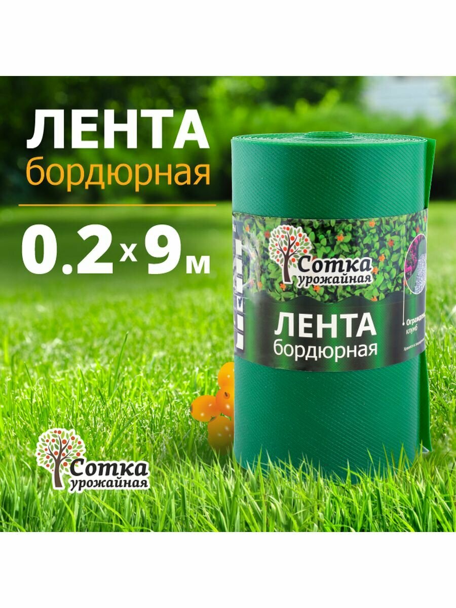 Лента бордюрная 'Урожайная сотка' 0,2 х 9 м зеленая