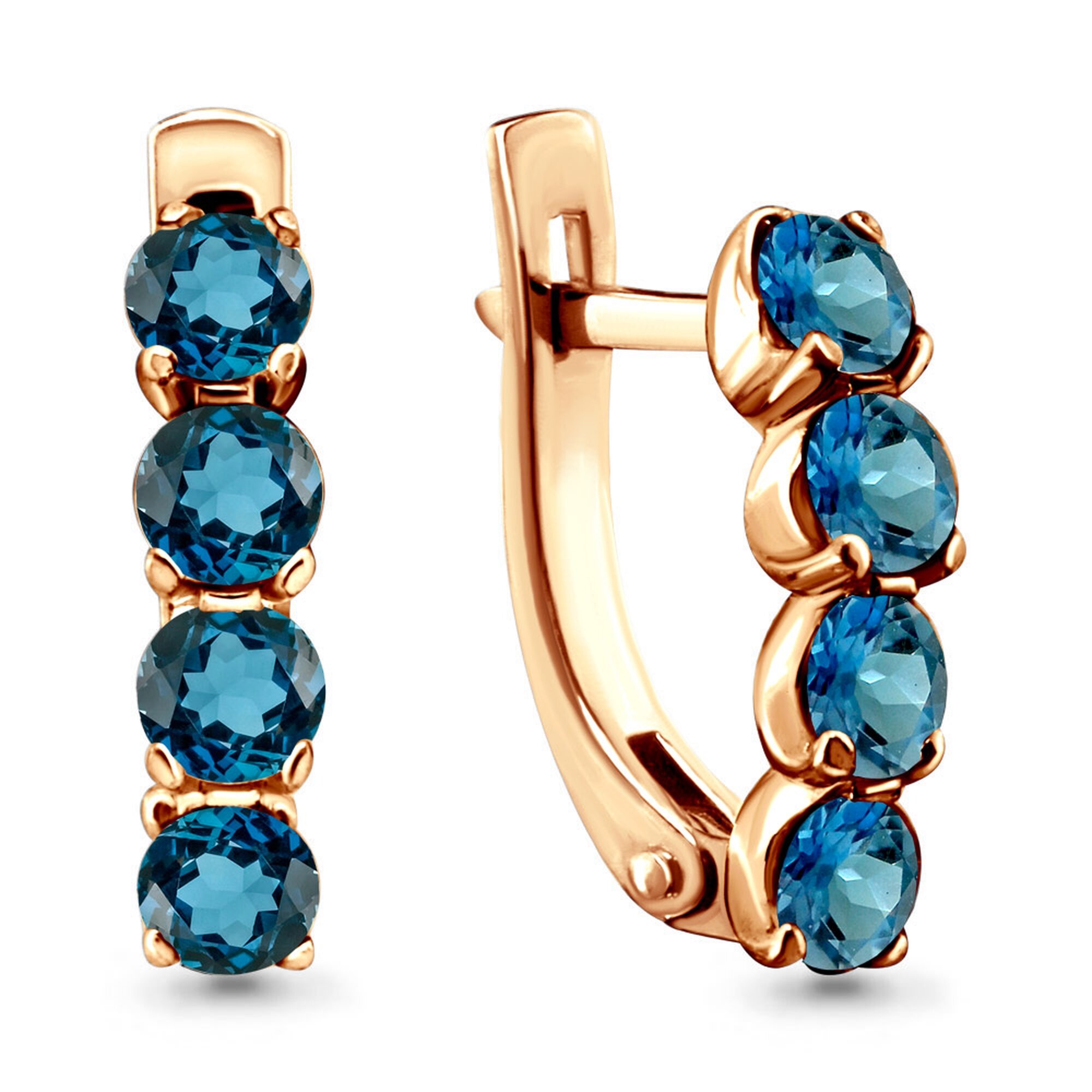 Серьги, серебро, 925 проба, золочение, Лондон топаз