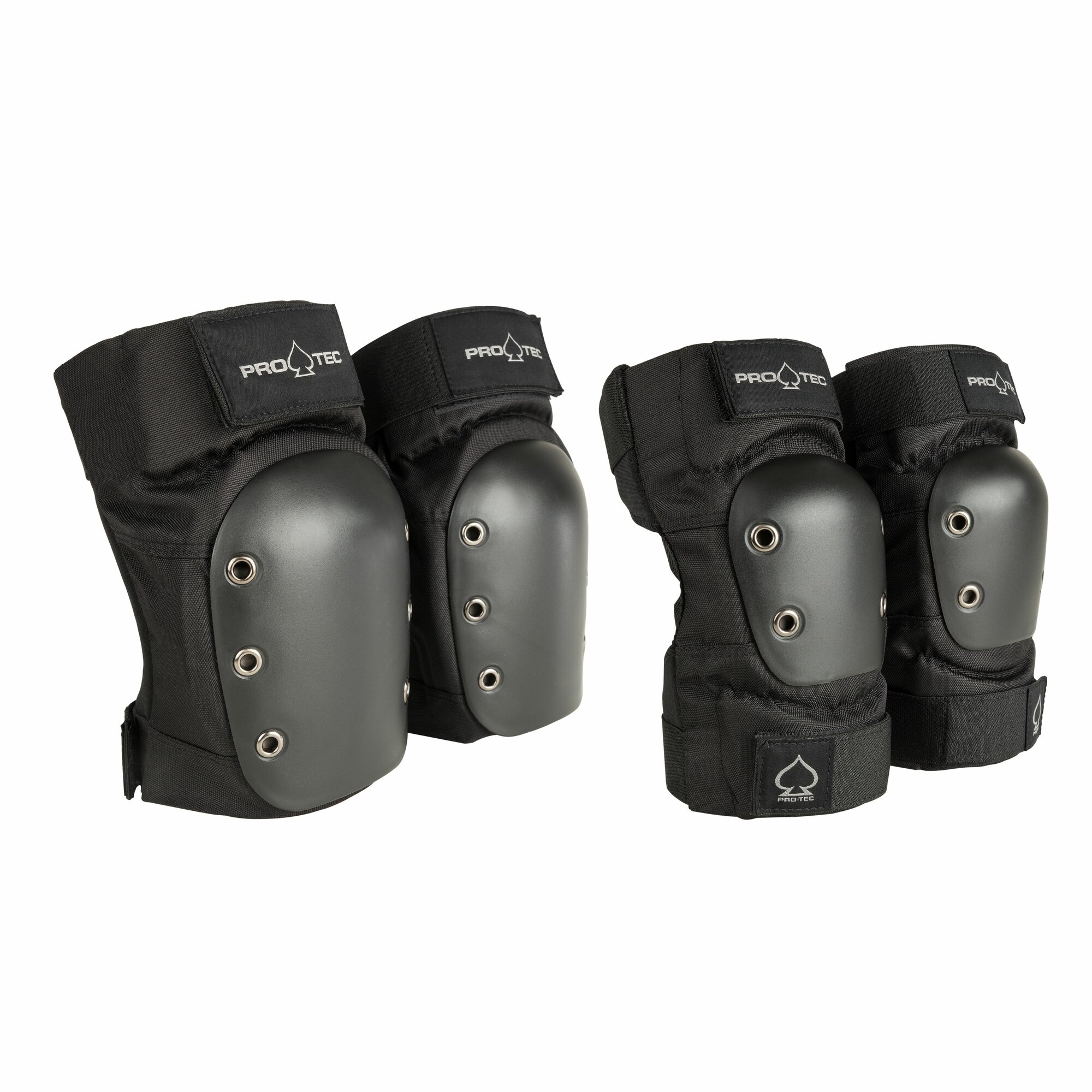 Набор накладок для скейтборда Pro-Tec наколенники + локтевые накладки, Decathlon, Цвет: Черное, Размер: L