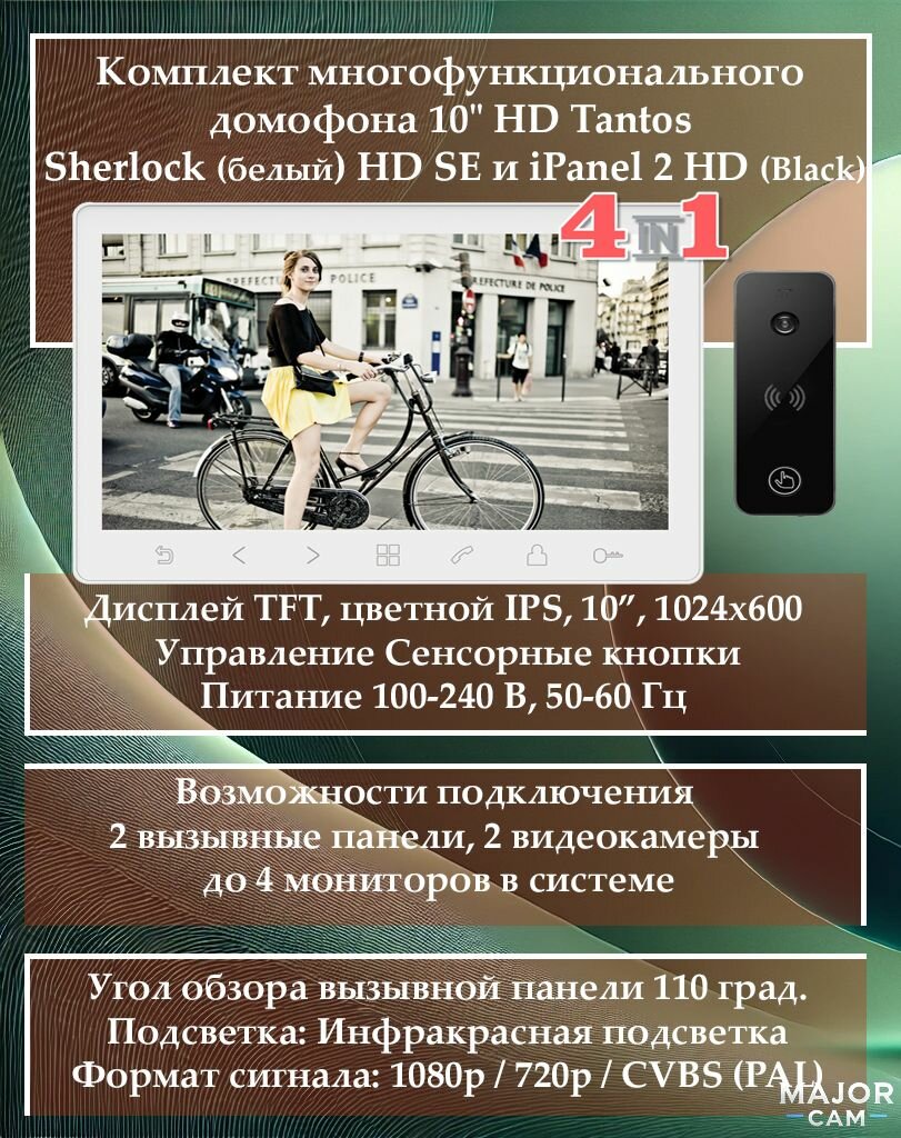 Комплект видеодомофона Sherlock HD SE (White) и iPanel 2 HD (Black)