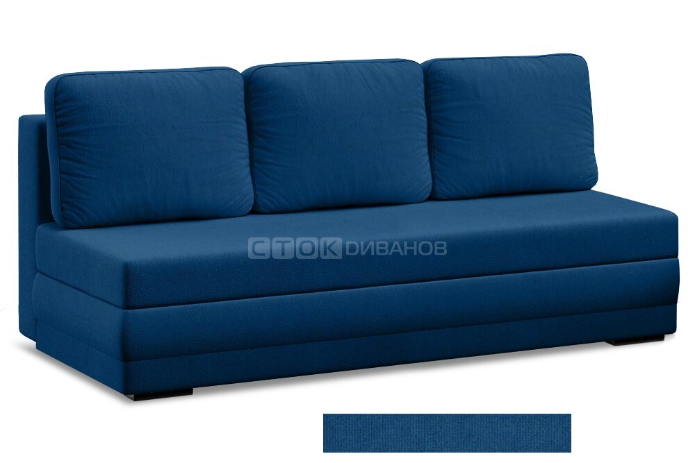 Диван Сток Диванов Эконом-М, темно-синий велюр, 196 см, механизм еврокнижка