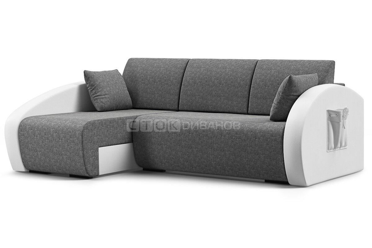 Угловой диван Сток Диванов Брайт-2 Graphite темно-серый 220 см, механизм еврокнижка
