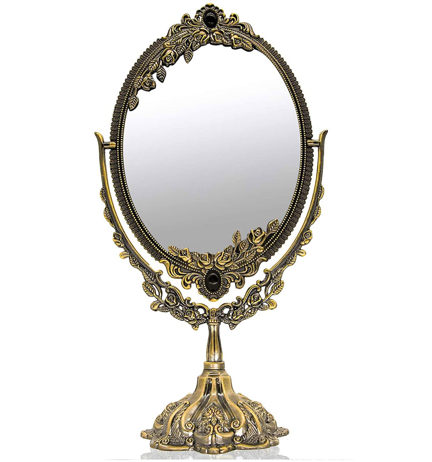 Двухстороннее зеркало стола для макияжа с поворотной столешницей, цвет античной бронзы