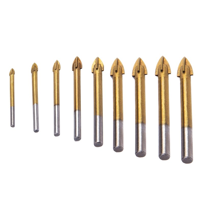 Шт. сверл с крестообразной головкой из карбида вольфрама для настенной плитки, набор сверл по мрамору и стеклу, инструмент для резки стекла