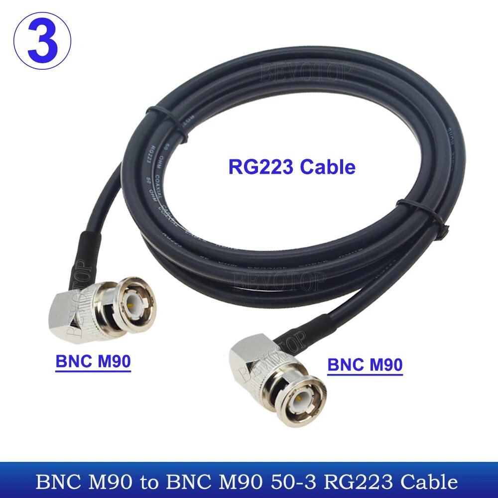 BEVOTOP RG-223 Коаксиальный кабель BNC «папа» — «мама» 50 Ом 15CM, BNC M90 to BNC M90