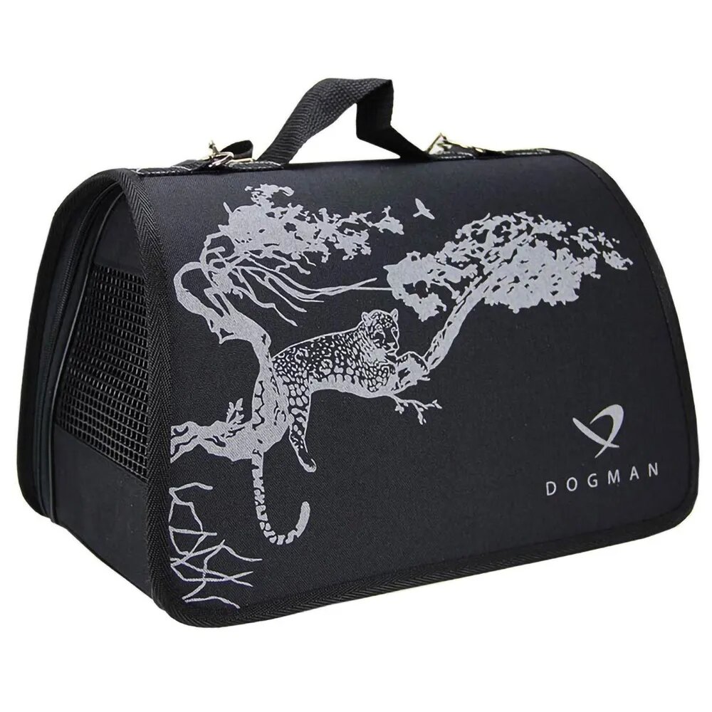 Сумка-переноска Dogman Лира №4 для кошек и собак, черная сафари 48 х 29 х 29 см