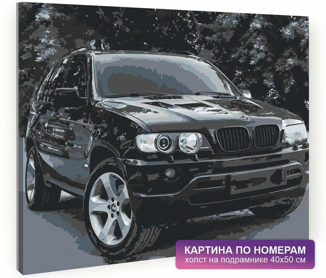 Картина по номерам на холсте с подрамником 40х50 см. Автомобиль, машина. "BMW, БМВ", арт. 7511/