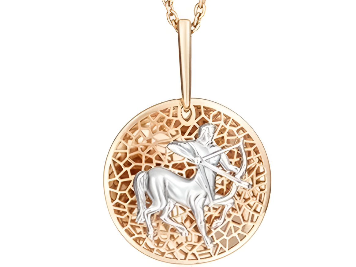 Подвеска, комбинированное, красное золото, 585 проба, родирование, гравировка