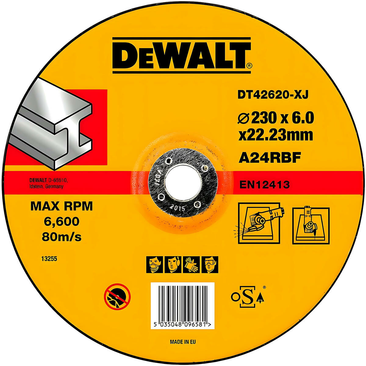 Диск обдирочный 230 х 6.0 х 22.2 мм (металл) DeWalt DT42620