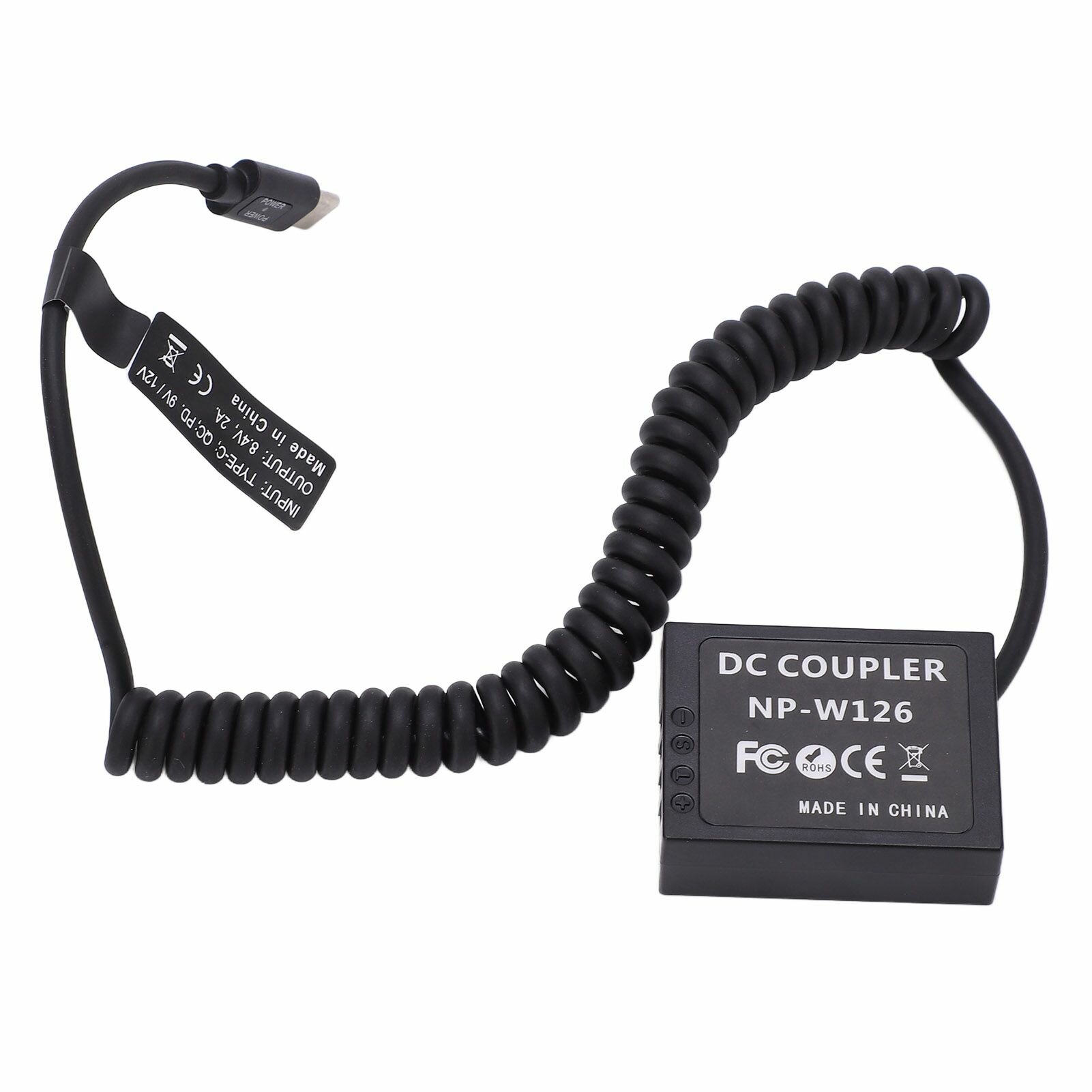 Полностью декодированная батарея-имитатор NPW126 для камер Fuji XT1/XT2/XT3 с портом Type C, черный, 41г