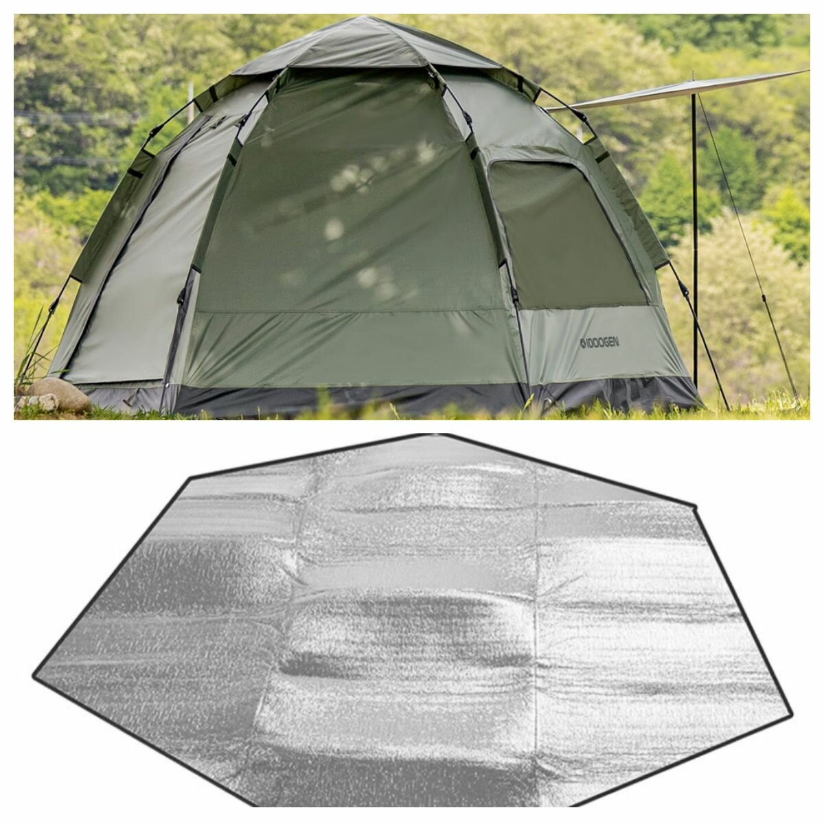 Палатка 4-местная Зеленая палатка + влагостойкий коврик