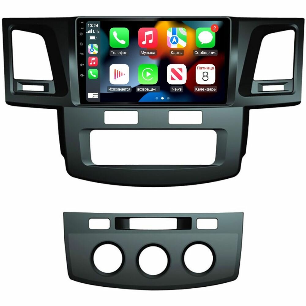 Магнитола CRS-300 Toyota Hilux, Fortuner 1 2005-2015 с Android 14 - 6+128Gb память - Carplay - DSP - Кулер