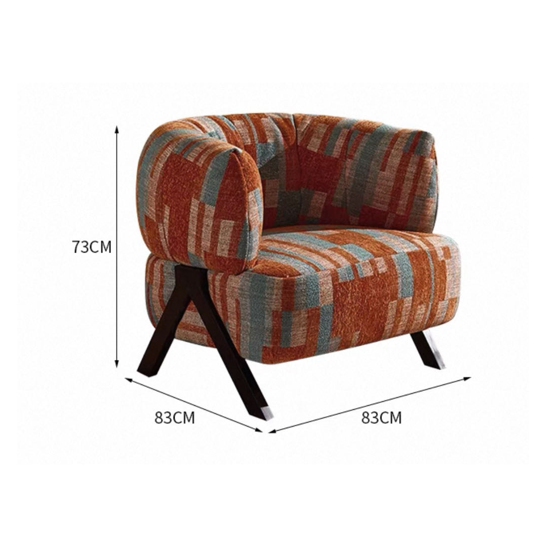 Интерьерное мягкое кресло на ножках Trerio (оранжевый + голубой)