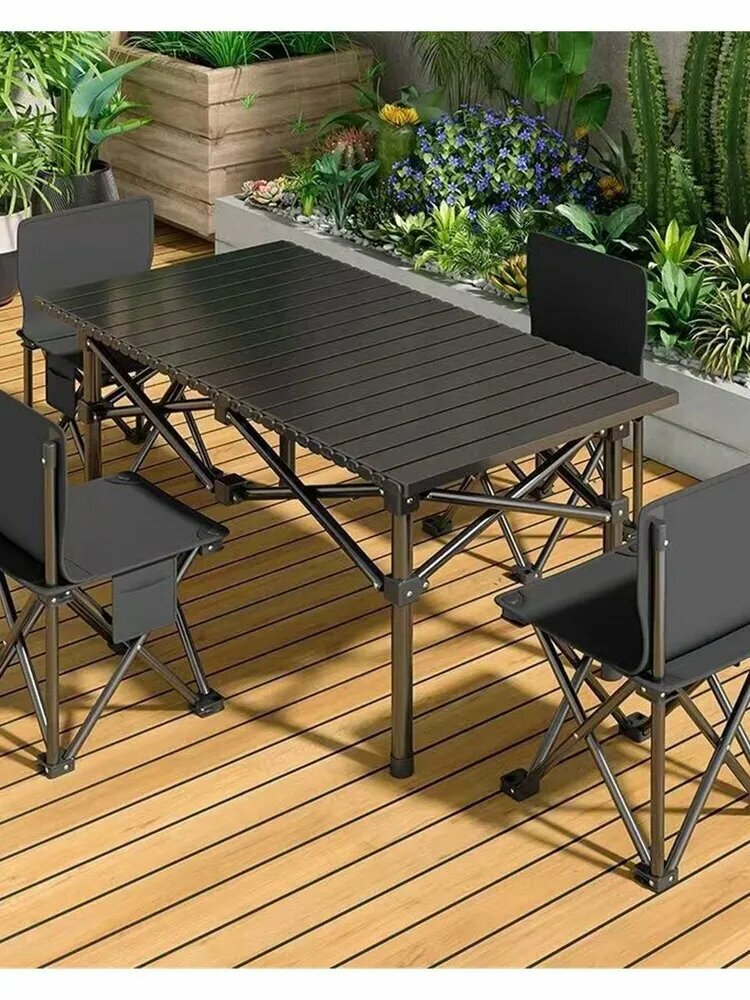 Походный набор складной мебели, стол и 4 стула, для пикника, 95х55х50 см