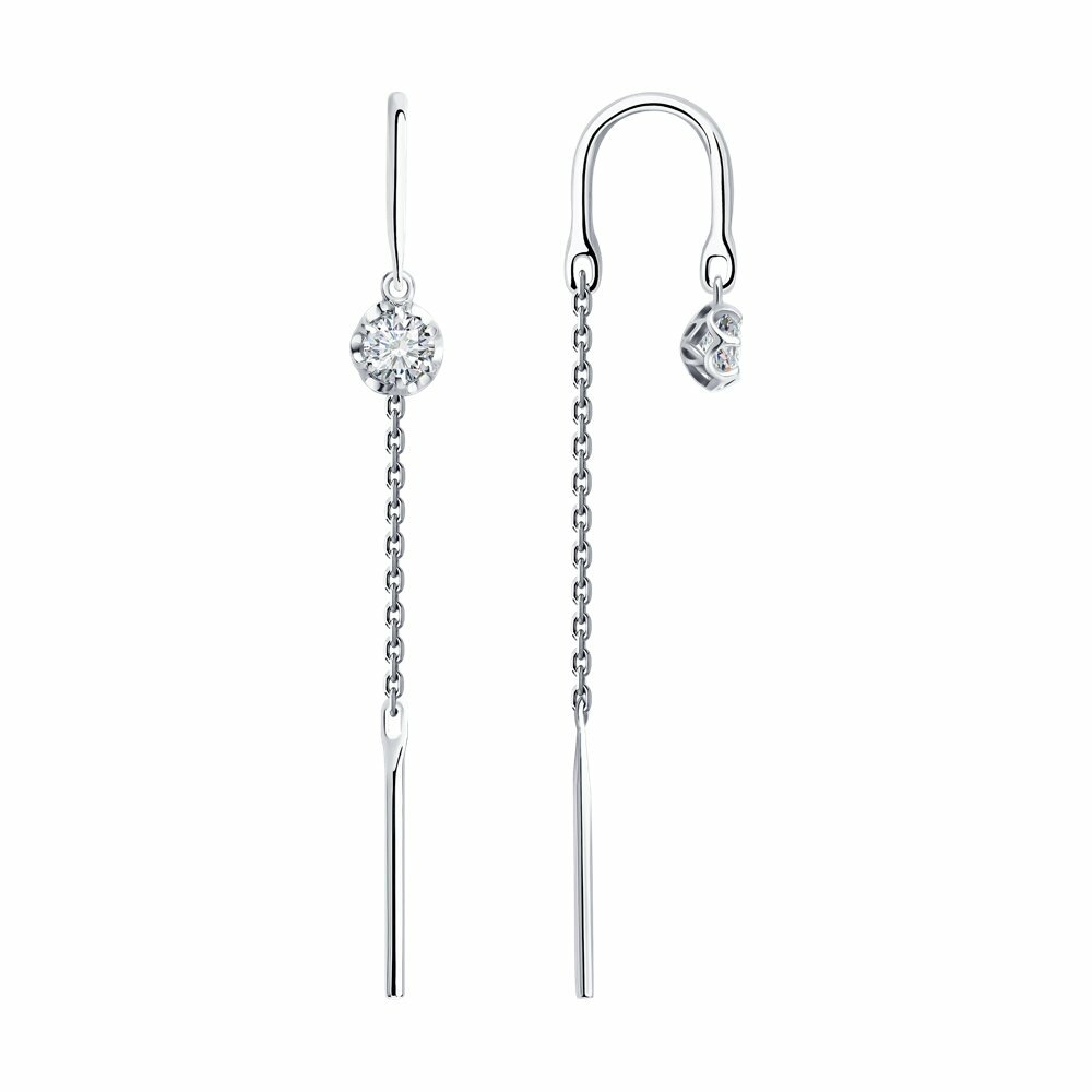 Серьги, белое золото, 585 проба, бриллиант выращенный