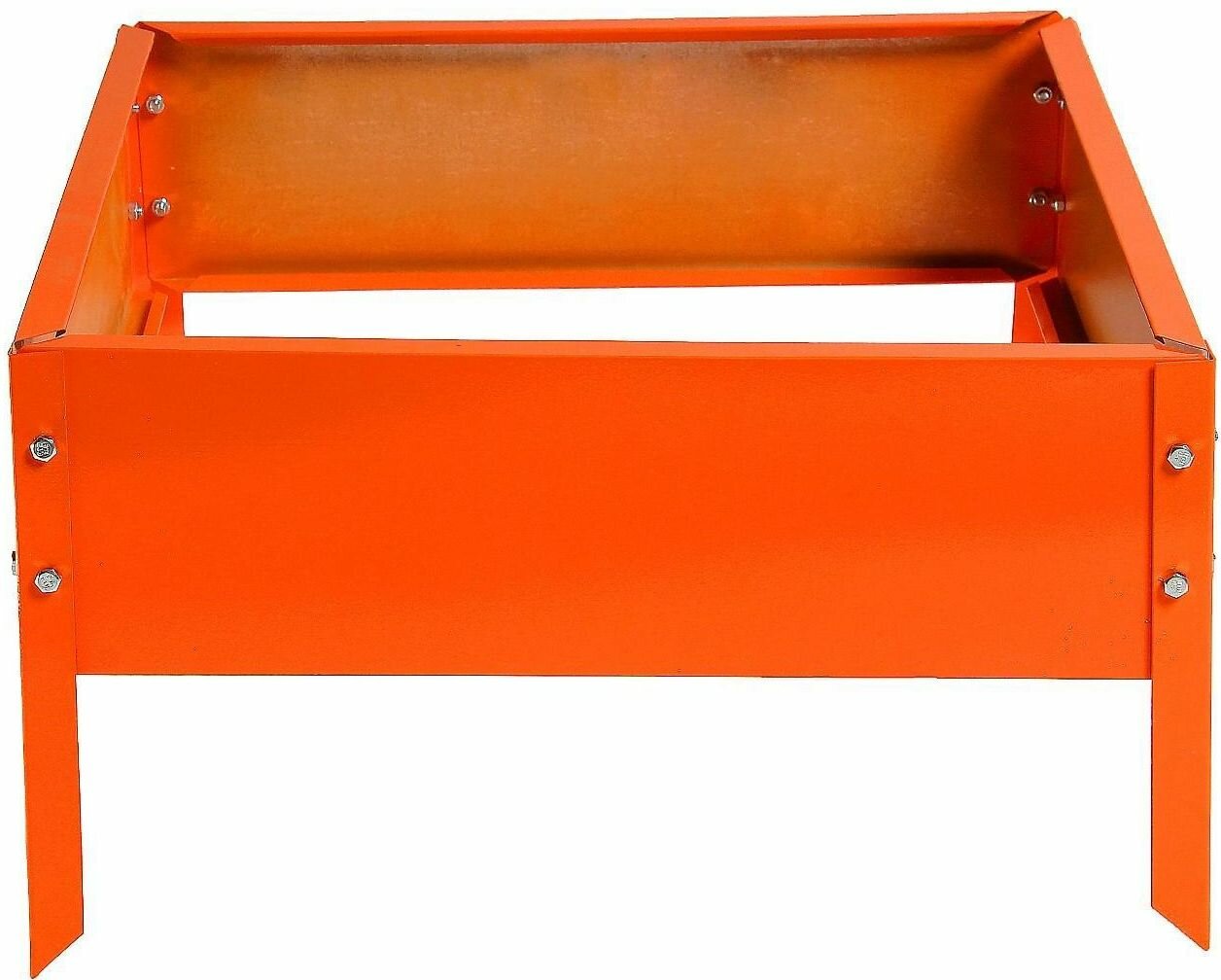 Клумба садовая оцинкованная "Квадро", одноярусная квадратная для дачи, сада и огорода, декоративное ограждение сборное для цветов, 50 х 50 х 15 см, цвет оранжевый