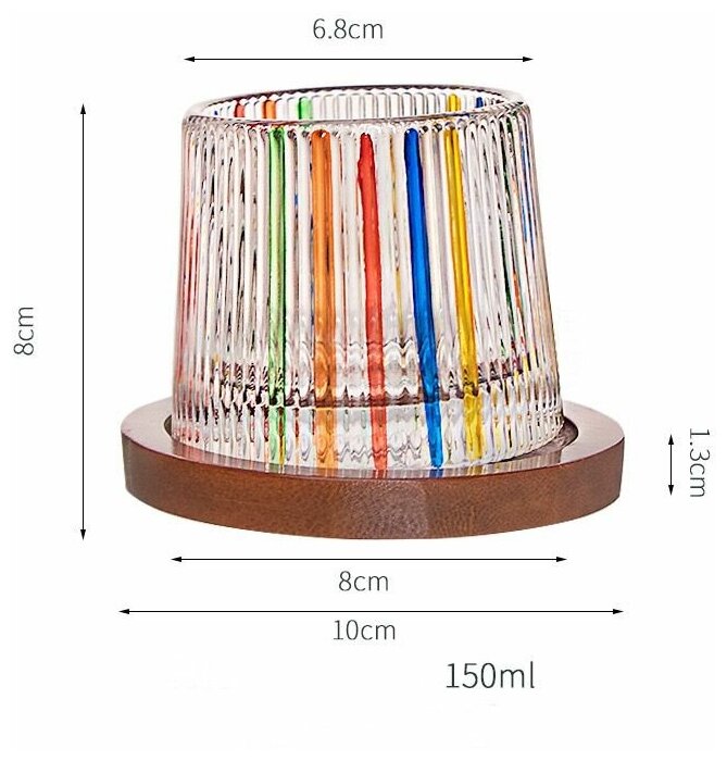 Вращающийся стеклянный бокал для виски (тамблер, хайбол), 150 мл.-