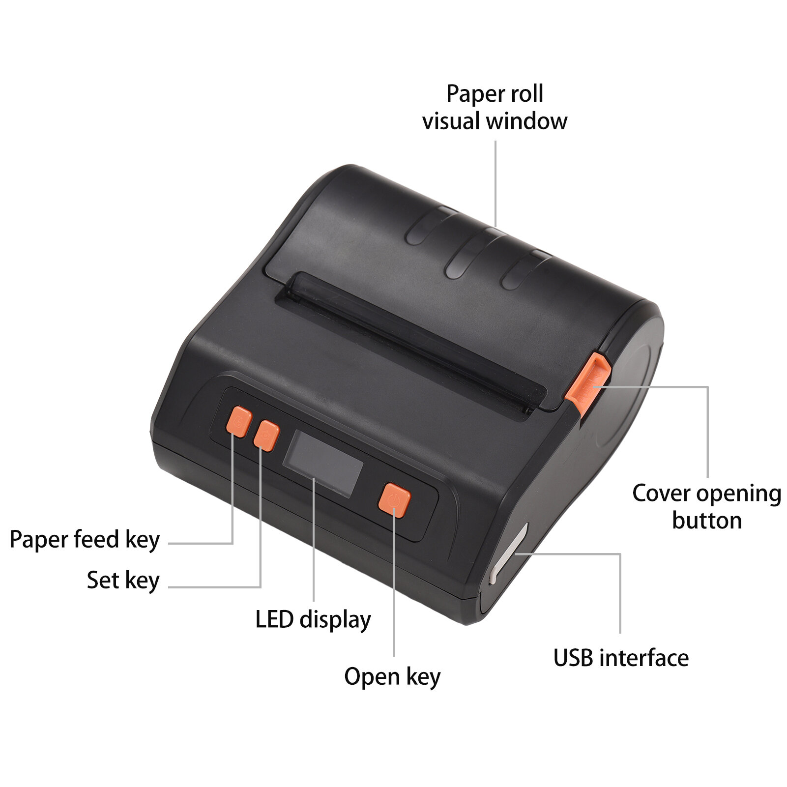 Портативный 80-мм чековый принтер, Bisofice, BT, термопринтер чеков, Android/iOS/Win