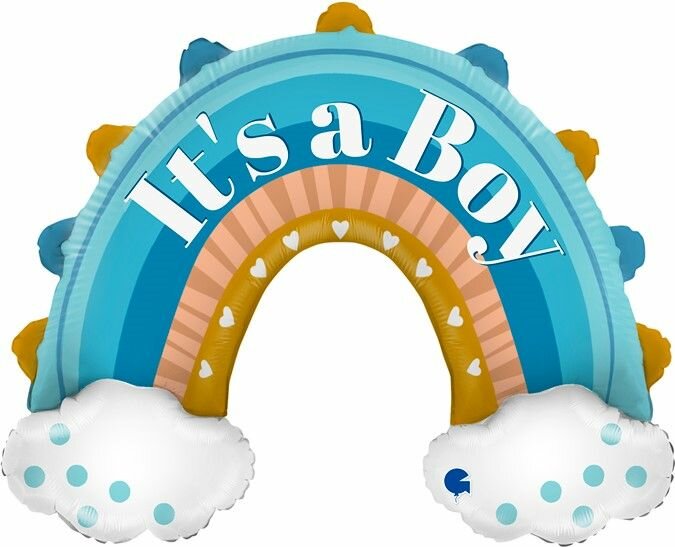 Шар воздушный Grabo фигура, радуга для мальчика, голубой, 31' 79 см