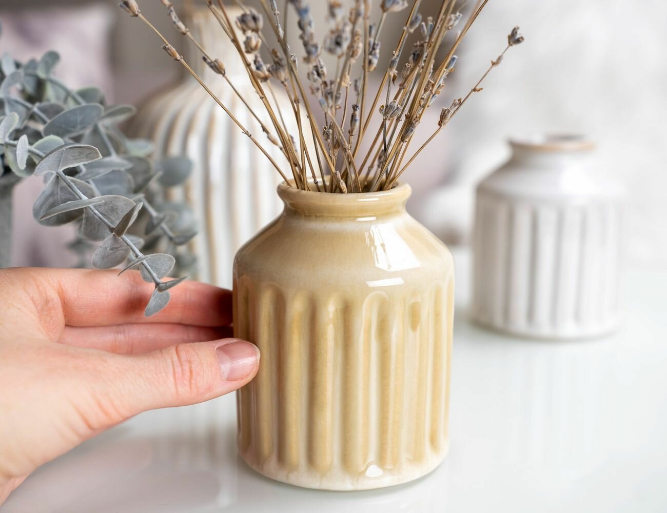 Декоративная ваза лорин, керамика, кремовый, 10 см, Koopman International APF476100-3