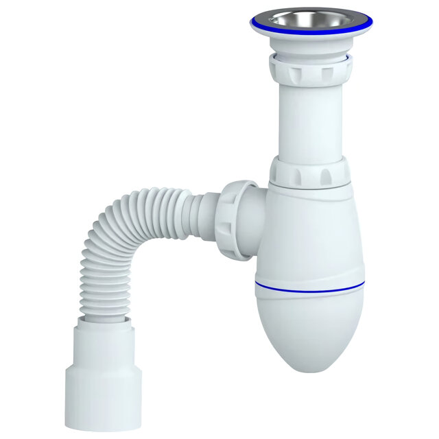 UNICORN сифон для раковины 1 1/4х32, прикручиваемый выпуск с гибкой трубой 32х40/50 мм