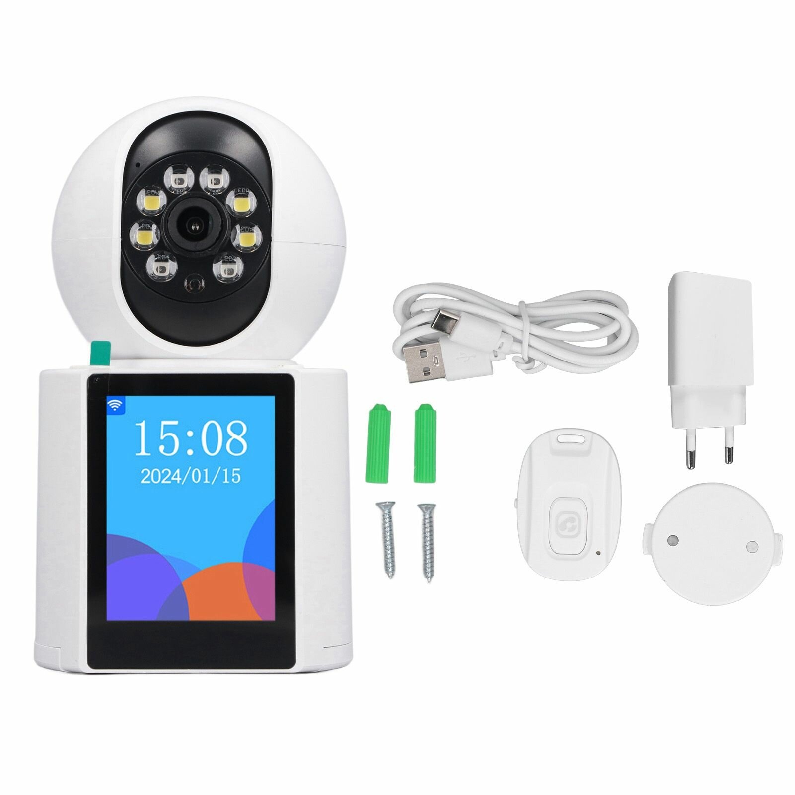 3-мегапиксельная HD-видеокамера для внутренней безопасности дома с ночным видением, вращающимся широкоугольным объективом, обнаружением движения для наблюдения