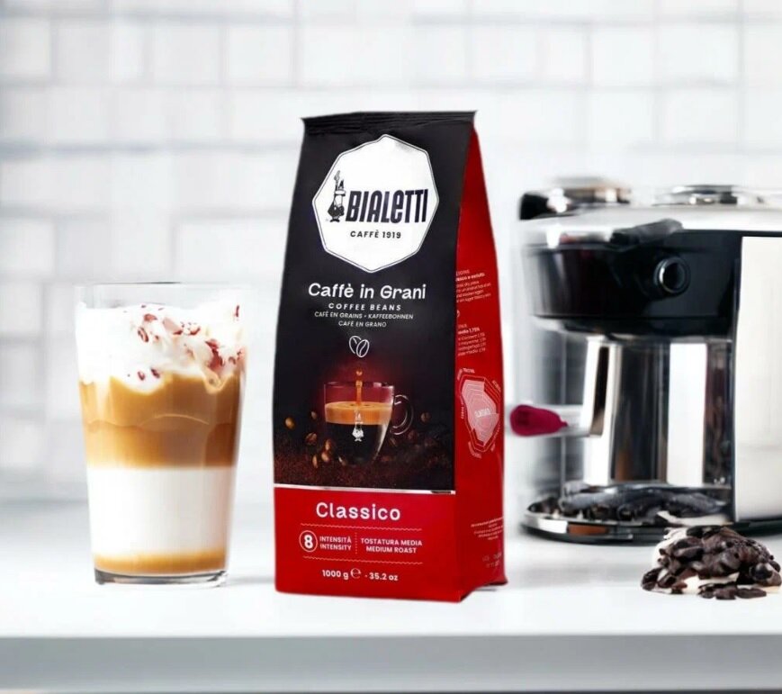 Кофе в зернах Bialetti Classico 1 кг, средняя обжарка, смесь арабика\робуста