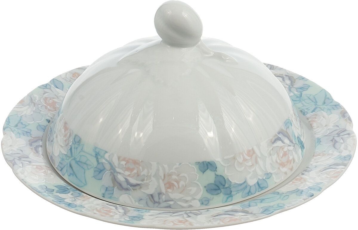 Масленка круглая; "Rose", декор "Голубая роза", Thun/ БТФ0506