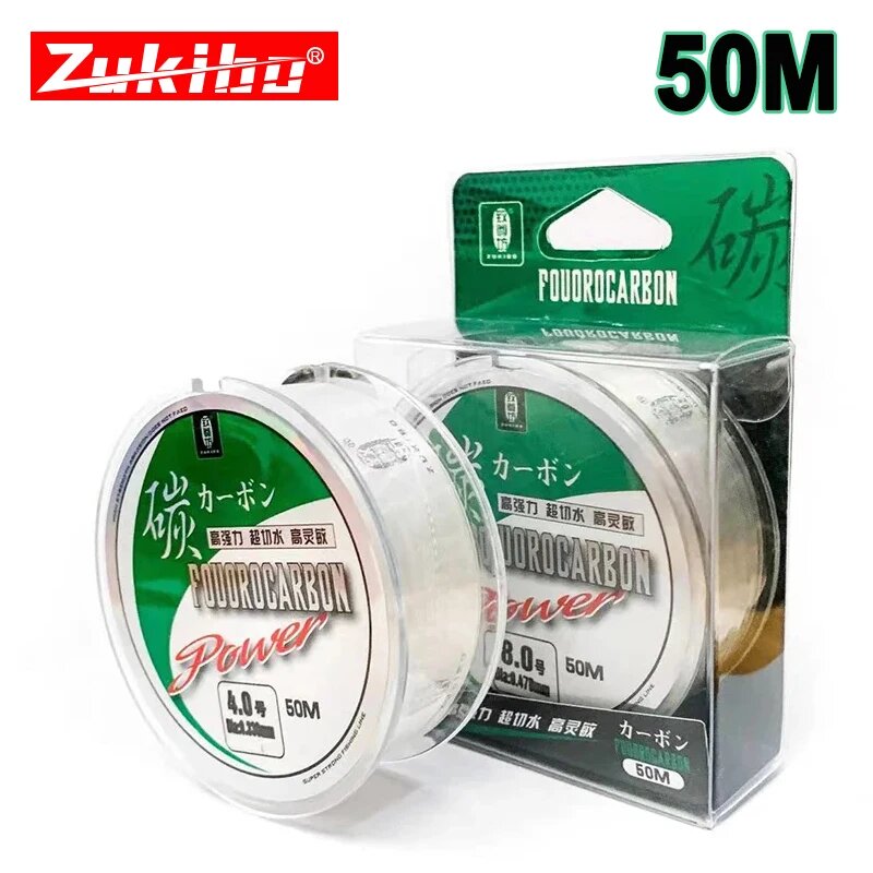 ZUKIBO Леска из углеродного волокна 50/100M 1-25кг 0.12mm 2LB 1KG, 50M Clear Carbon