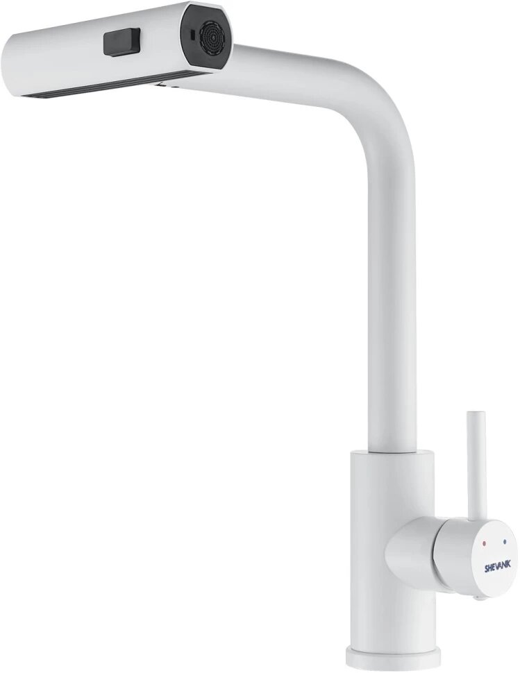 Смеситель для кухни Shevanik S263C с выдвижным изливом, белый