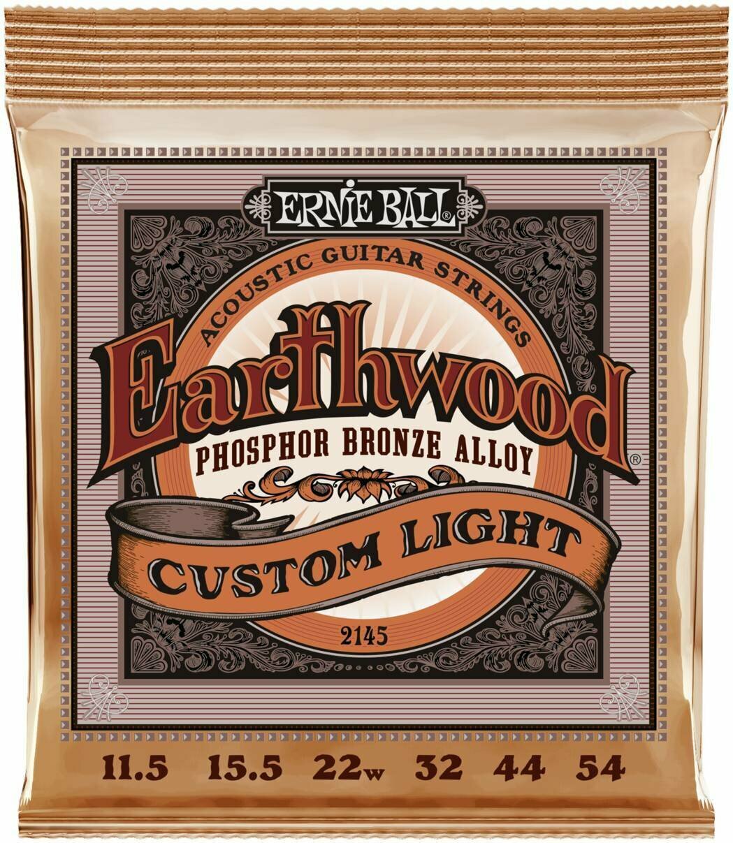 ERNIE BALL 2145 Earthwood Phosphor Bronze Custom Light 11.5-54 - Струны для акустической гитары