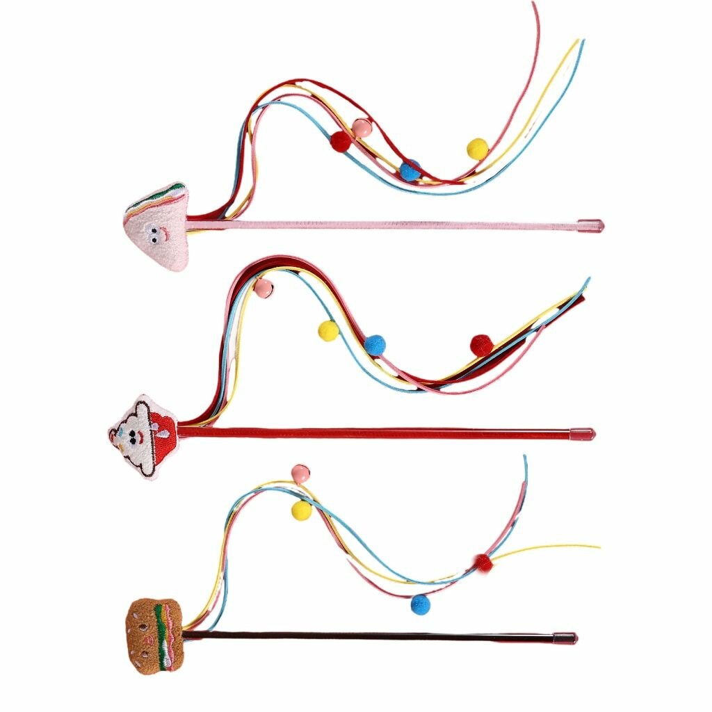 Мультяшная плюшевая кисточка из 3 частей для вокала funny cat pole-set one