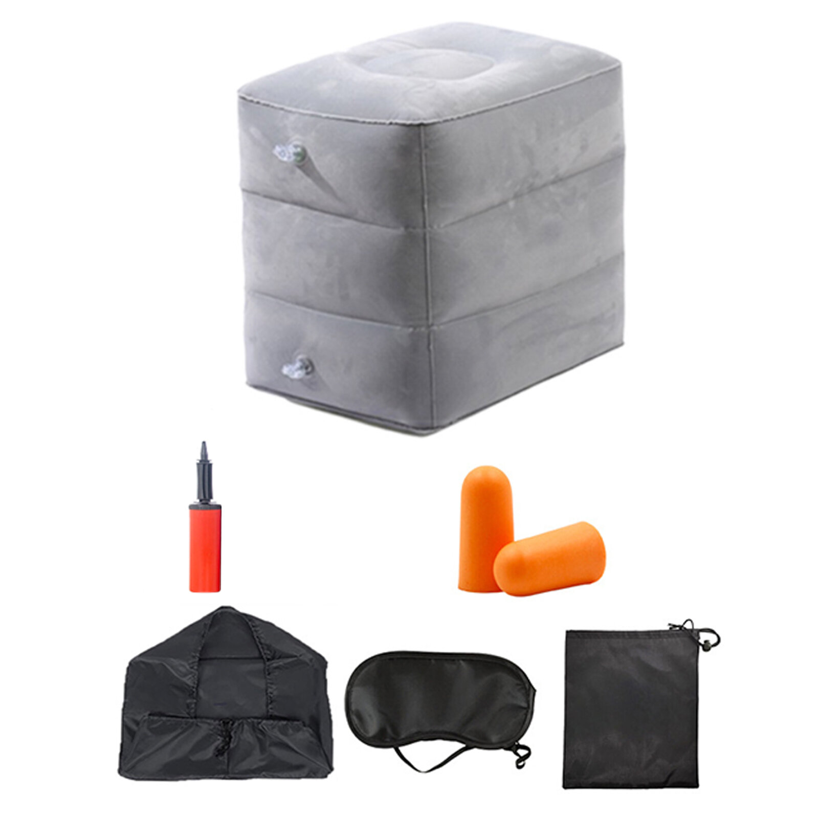 7 шт. надувная подушка для путешествий, регулируемая по высоте, 3 слоя, детская кровать-самолет для самолета, автомобиля, автобуса, путешествия, светло-серый