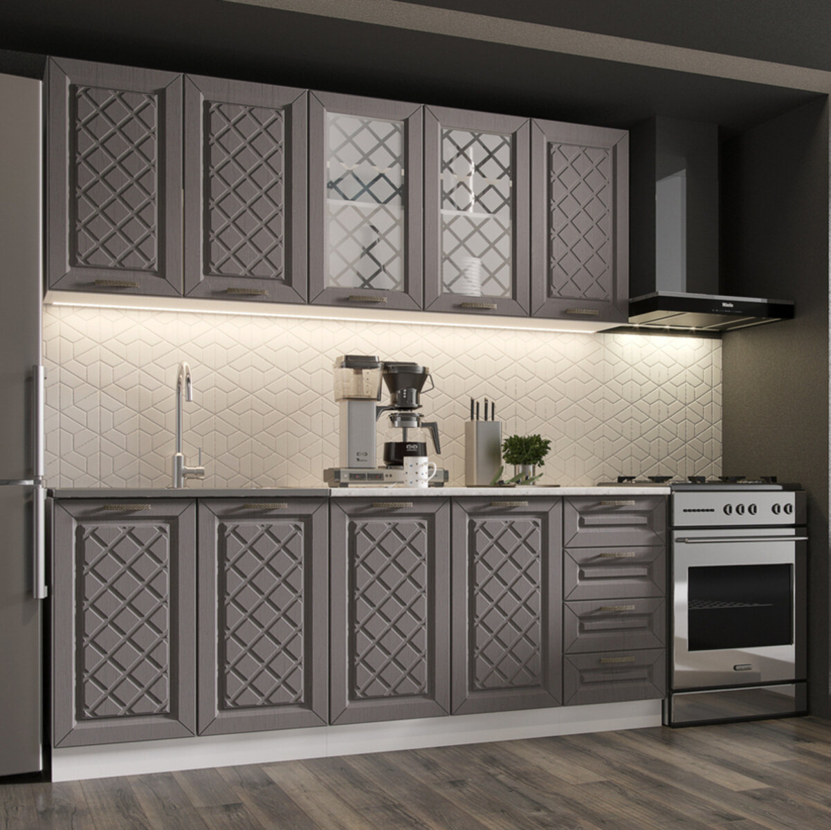 Кухонный гарнитур, кухня, готовый комплект Агава 1,8 м Трюфель со столешницей под врезную мойку