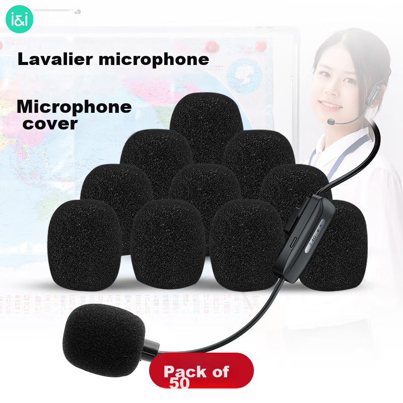 Soaiy Honeybee Head-Mounted Microphone Amplifier, Microphone Windshield, Foam Protective Cover, Earpiece, Neck Clip, Universal Computer Microphone, Windproof, Noise-Proof, Protective Cover SA-M13(C) 50 Pieces