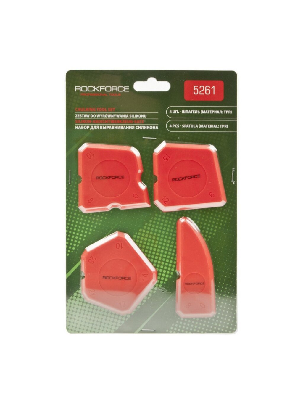 Набор шпателей 1/120 ROCK FORCE (для выравнивания силикона, в блистере, 4 шт.)