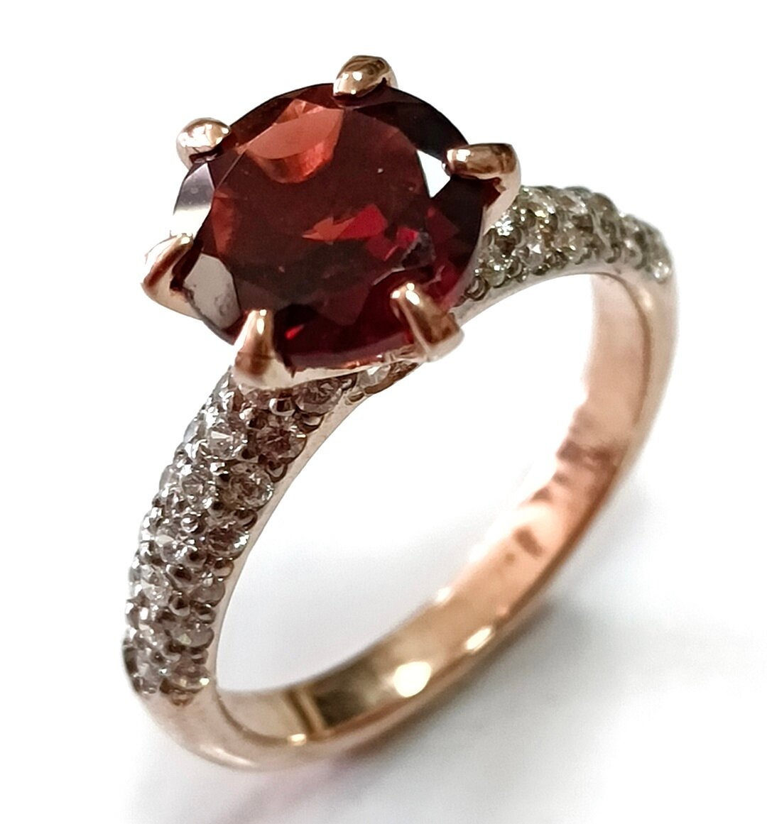 Кольцо, серебро, 925 проба, фианит, гранат