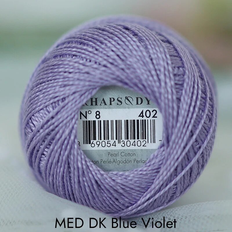 Хлопковые нитки Rhapsody размер 8 египетский жемчуг 2 шт Фиолетовый, 402MED Blue Violet
