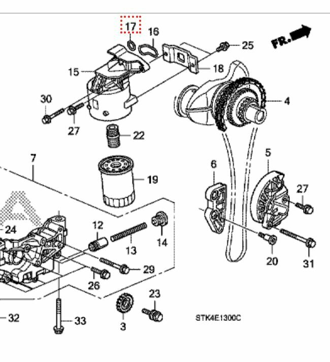 Уплотнение "B" основания масляного фильтра для Acura RDX 2007-2012; Артикул Honda: 15303RWCA01 (Оригинал)