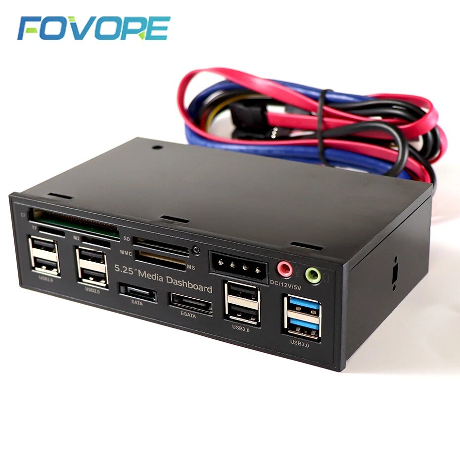 FOVORE Передняя панель для компьютера 5,25 дюйма USB 3.0/2.0 eSATA SATA